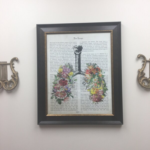 Lungs With Flowers Anatomy Print, Lung Art, Respiratory Therapy Gift ...