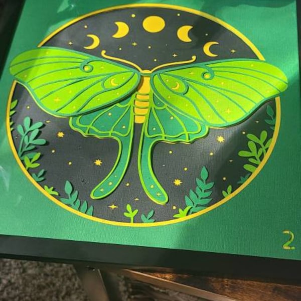 3D Luna Moth Shadow Box, Animal Shadow Box SVG, Mystical Moth Papercut ...