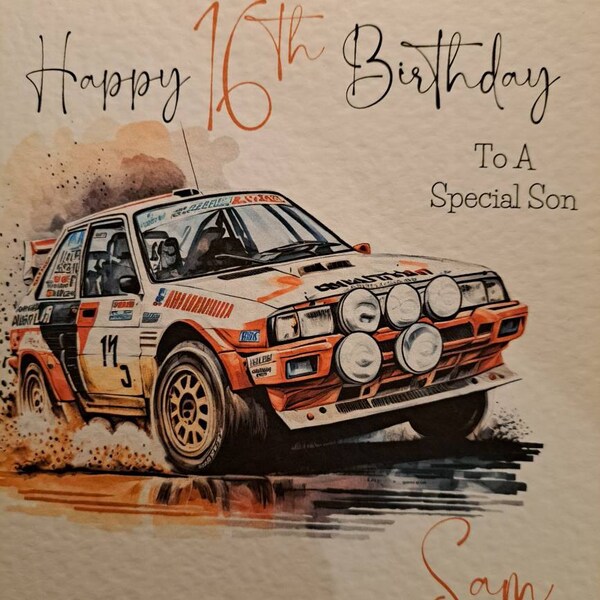 Personalised 18th Birthday Rally Car Birthday Card, Birthday Card for ...