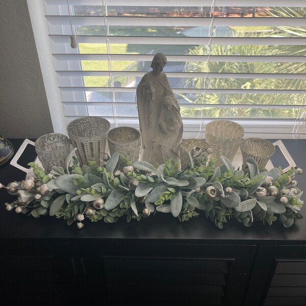 Winter Garland, Lambs Ear and Eucalyptus Garland With Berries ...