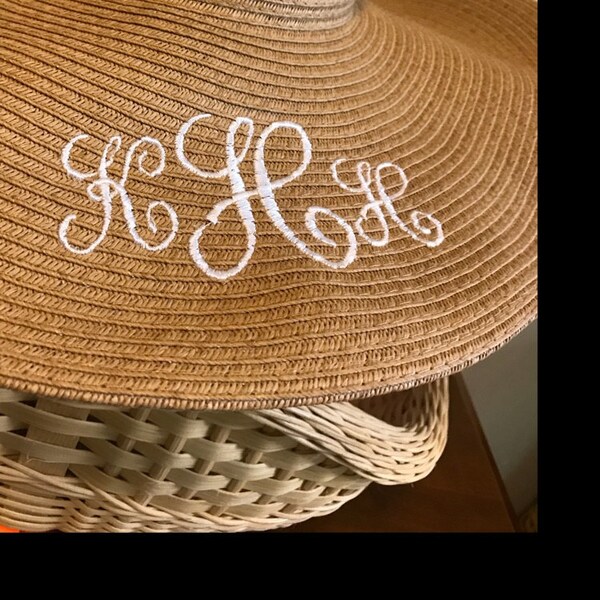 Monogrammed Floppy Hat, Personalized Straw Hat, Women's Floppy Hat ...