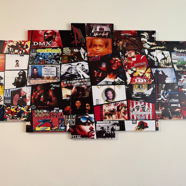 FRAMED HIP HOP Wall Art Rap Canvas Album Cover Collage Musician Gift ...