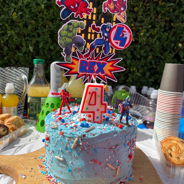 Superhero Cake Topper / Any Name / Any Age. - Etsy