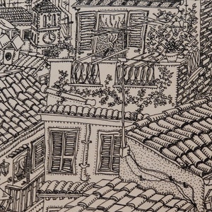 The Persian Bazaar Line Drawing of Tajrish Bazaar in Tehran | Etsy