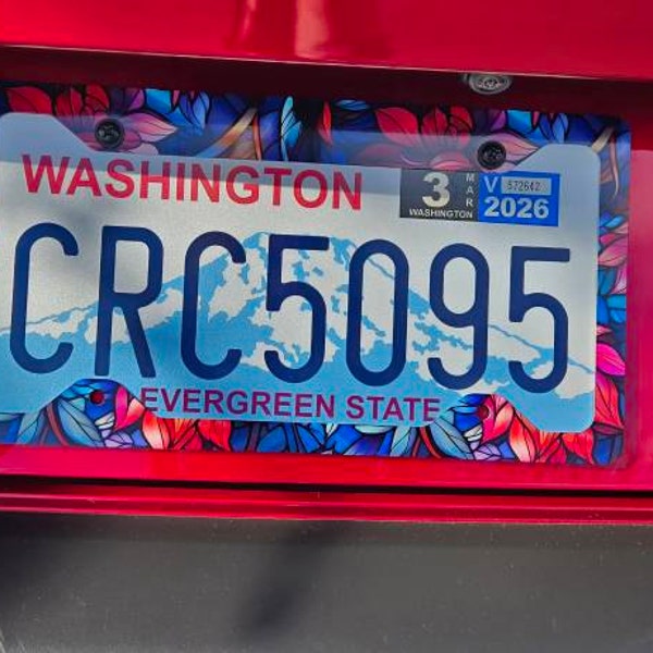 Stained Glass Floral License Plate Frame: Aluminum Car Decor - Etsy