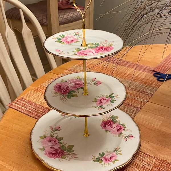 Franciscan Desert Rose 2 Tier Cake Stand: Vintage, Serving Tray, Bridal ...
