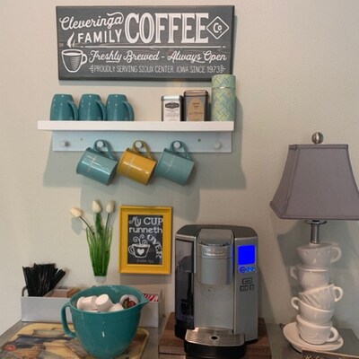 Personalized Coffee Shop Farmhouse Retro Style Wood Sign. 3 Sizes 9 ...