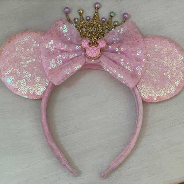 Pink Mickey Ears With Gold Crown, Mickey Ears, Minnie Ears, Princess ...