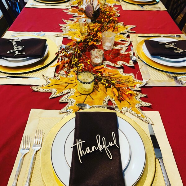 Thankful Place Cards, Thanksgiving Table Plate Settings, Thankful Wood ...