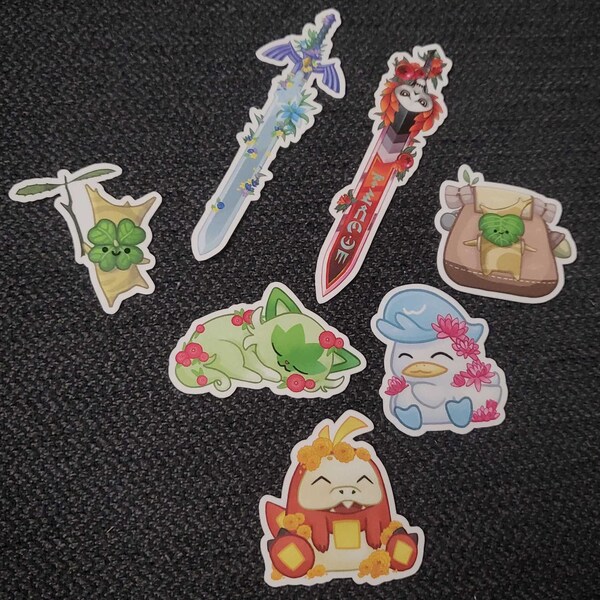 Floral Video Game Sword Waterproof Vinyl Stickers - Botw/totk, Fe3h ...