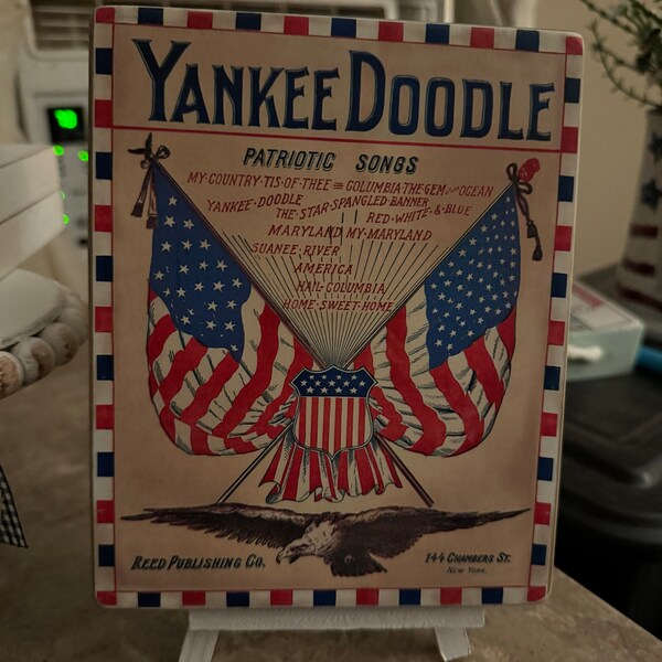 Yankee Doodle Patriotic Songs Wood Sign, Vintage Americana Decor ...