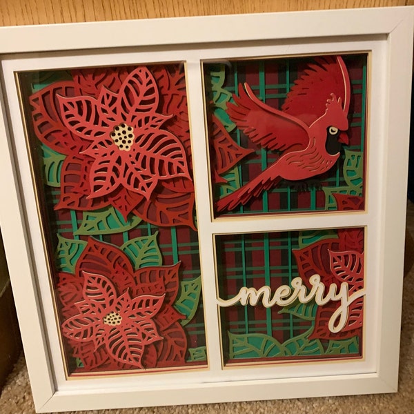3D SVG Cardinal Bird Shadow Box, Christmas Shadow Box, Layered ...