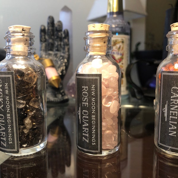 Gemstone Crystal Bottle (70 Stone Types Available!) - Stone Bottle Set ...