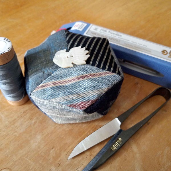 EPP Pin Cushion Kit in Blue Vintage Japanese Fabrics Slow Stitching ...