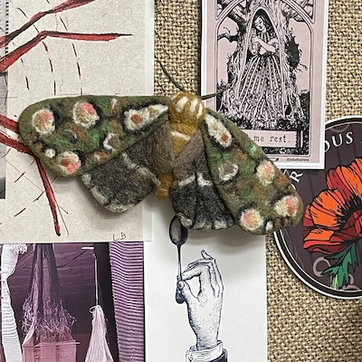 Needle Felted, Felt Brooch, Moth, Peach Blossom, Insect Brooches, Felt ...