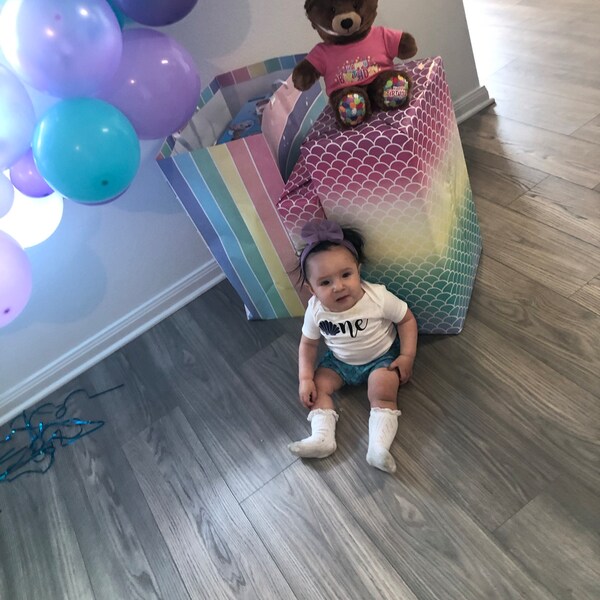 First Birthday Mermaid Baby Bummies Set, Baby Girl Bummies and Bow, 1st Birthday Outfit Bloomers ...