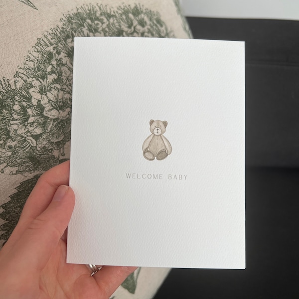 Teddy Bear Welcome Baby Card - New Baby Card - Congratulations Card ...