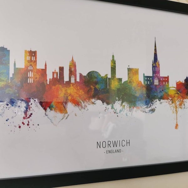 Norwich Skyline England, Cityscape Painting Art Print Poster CX (15931 ...