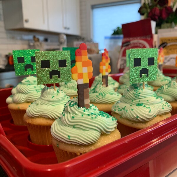 Minecraft Torch Cupcake/cake Toppers - Etsy