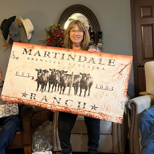 Rustic Cattle Ranch Sign Established Personalized Farmhouse Wall Art ...