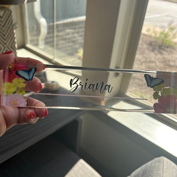 Desk Name Plate for Women, Custom Name Sign, Personalized Acrylic Desk ...