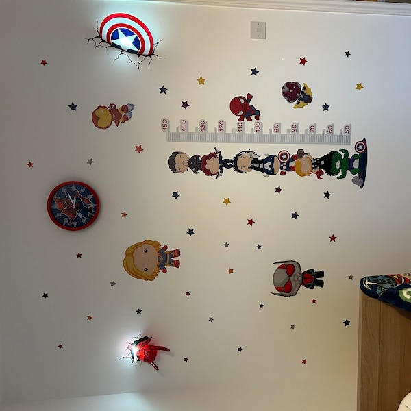 Superhero wall decal, height chart for kids, avengers age of ultron ...