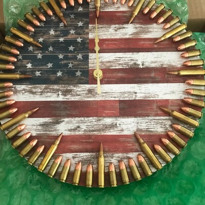 Original Patriotic Flag & Bullet Clock. the Ultimate Veteran - Etsy