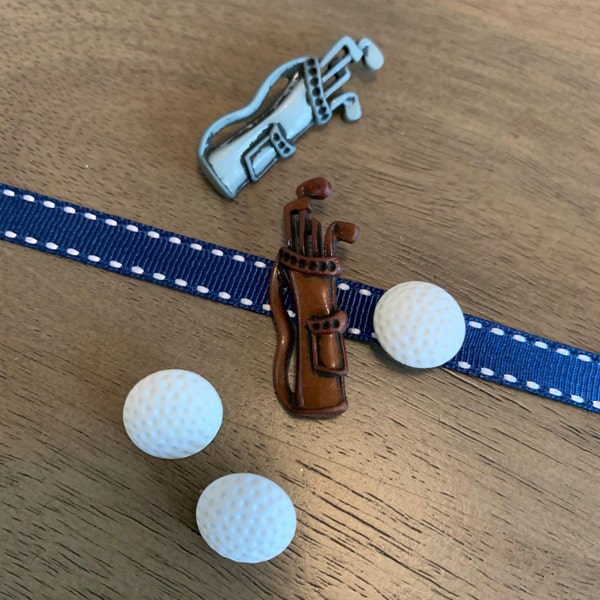 Golf Buttons Galore Collection Set of 9 Golf Club Bag Ball Shank Flat ...