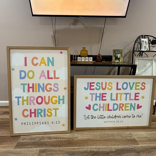 Jesus Loves the Little Children Poster Christian Toddler Wall Art ...