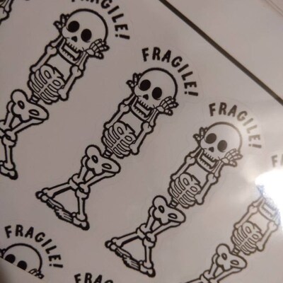 Fragile Cute Halloween Skeleton Stickers Shipping Stickers - Etsy