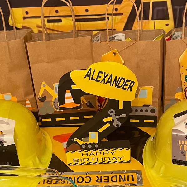 Construction Number Display Birthday Party, Excavator, Construction ...
