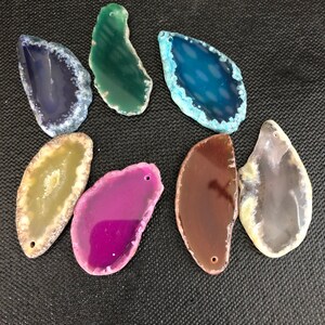 Top Drilled Raw Agate Slices1.251.522.534 - Etsy