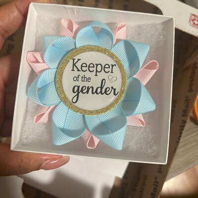 Gender Keeper Pin, Keeper of the Gender Pin, Pink and Blue Gender ...