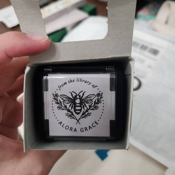 From the Library of Stamp | Book Stamp Personalized | Bee Ex Libris ...
