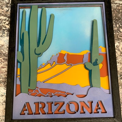 3d Arizona Layered Svg, Western Svg, Desert Svg, Laser Cut File, Cnc ...