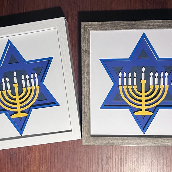 3D Hanukkah Shadow Box, Layered SVG for Cricut, Silhouette, Jewish 3d ...