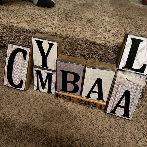 Custom Name Wood Block Set: Personalized Family Sign - Etsy