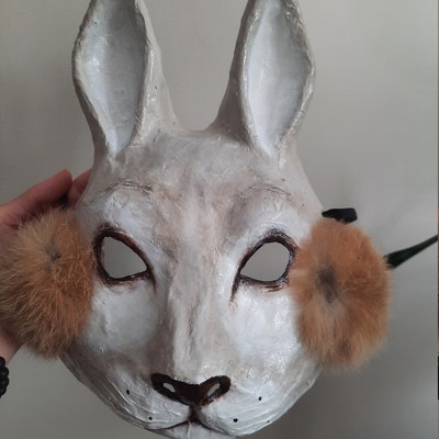 Bunny Mask, Rabbit Mask, Hare Mask, Animal Mask, Paper Mache Mask ...