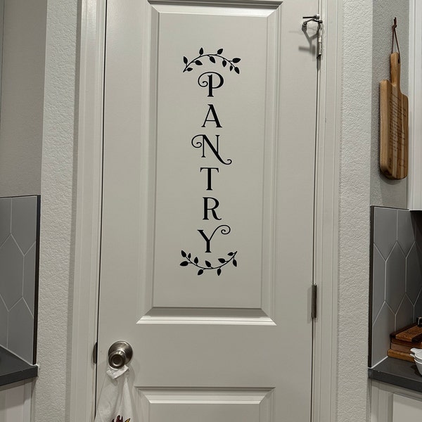 Vertical Pantry Curved Leaves Decal - Kitchen Pantry Sticker - Food ...