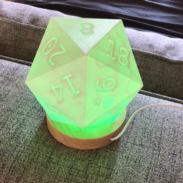 D20 Dice Lamp: 3D Printed Dungeons and Dragons Accent Light - Etsy