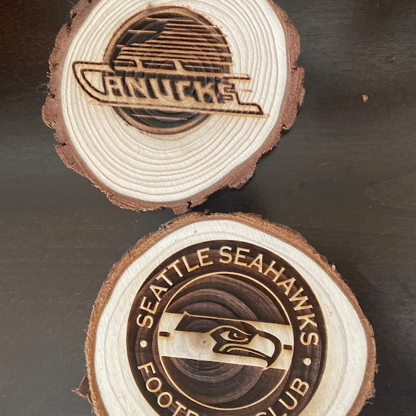 Wood Coasters Engraved W/ Your Custom Photo | Live Edge | Family ...