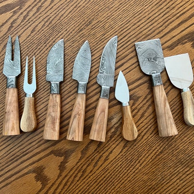 Handmade Damascus Cheese Knife Set of 5 Pcs With Olivewood Handle ...