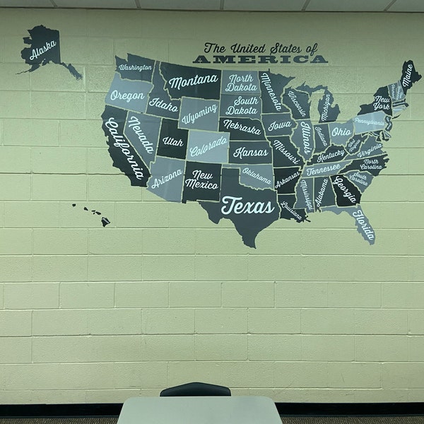 United States Map, Decal USA Map Sticker, State Map Wall Mural, Map of ...
