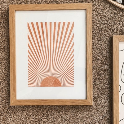 Sun Rays Art Print Abstract Sun Wall Art Neutral Boho Poster Minimal ...