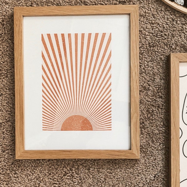 Sun Rays Art Print | Abstract Sun Wall Art | Neutral Boho Poster ...