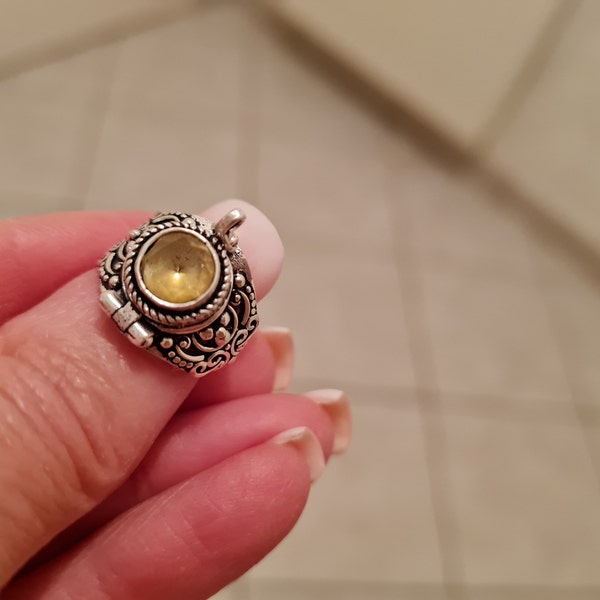 Sterling Silver Locket Ring: Copper Turquoise June Birthstone - Etsy