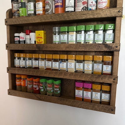 Rustic Spice Rack Wooden Spice Rack Wall Mounted Spice Rack - Etsy
