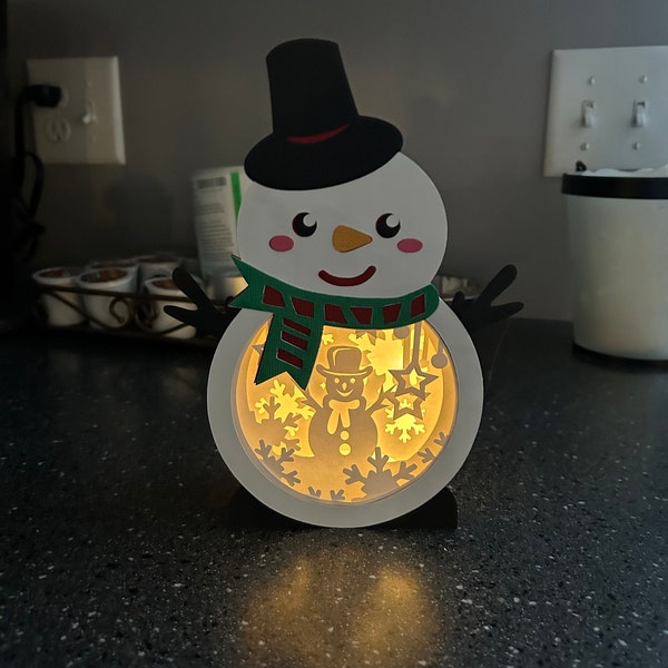 Snowman Lantern Hanging SVG Template - Snowman Shadow Box - Christmas ...