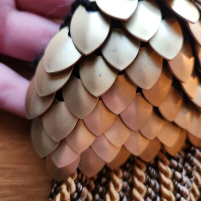 Scalemail Gauntlets Knitted Dragonhide Armor Bronze Warrior - Etsy