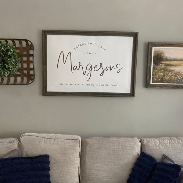 Family Name Sign, Personalized Printable Family Name Print, Modern ...